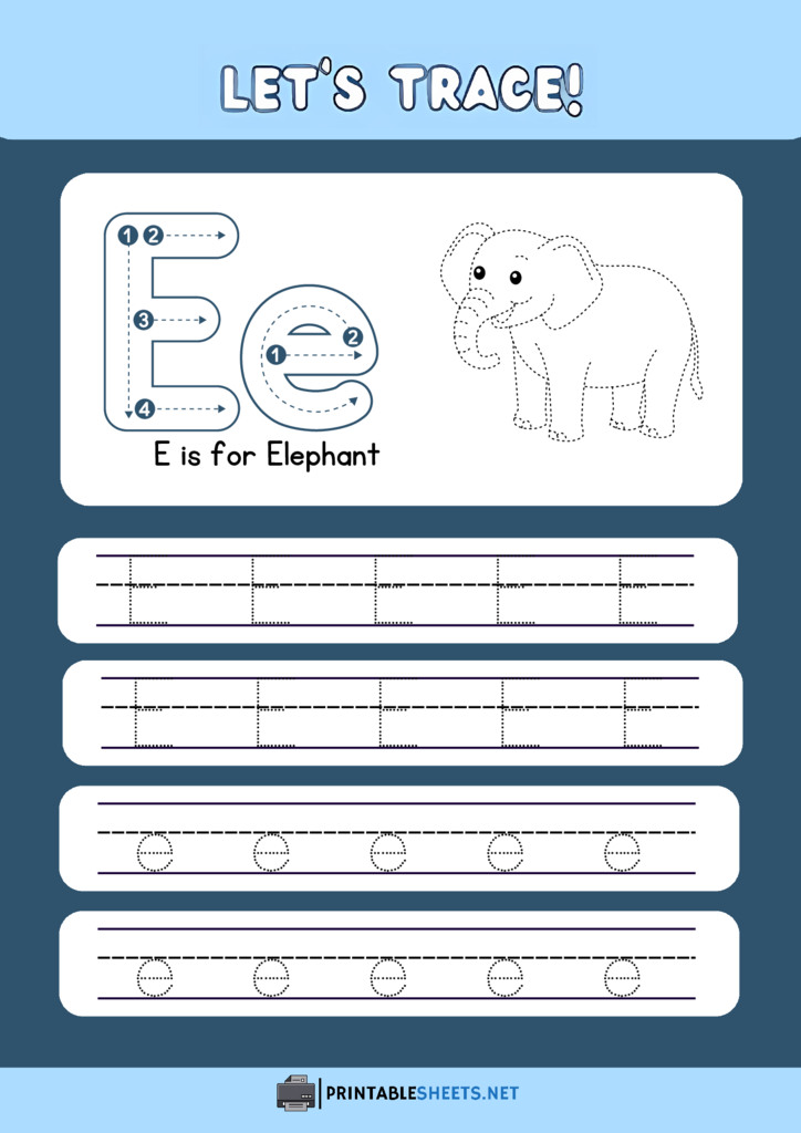 Free Trace and Write Uppercase and Lowercase E e | PDF | WORD | PrintableSheets.net