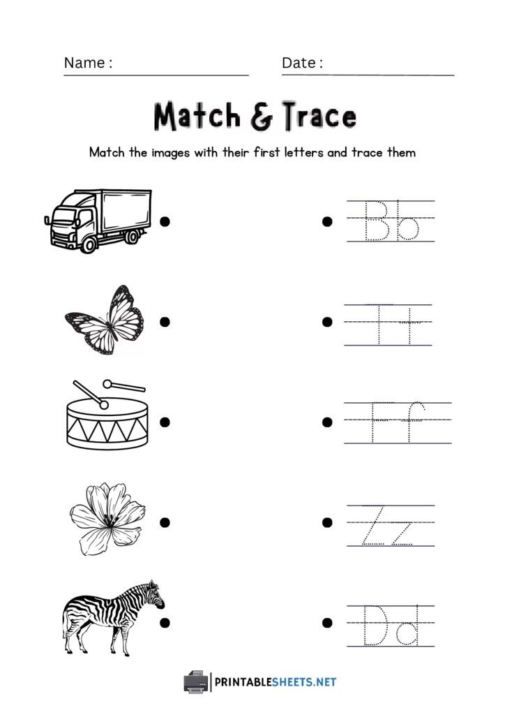 Free Match and Trace (B, T, F, Z, D) | PDF | WORD | PrintableSheets.net