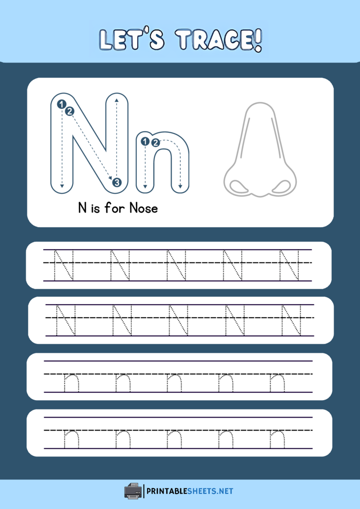Free Trace and Write Uppercase and Lowercase N | PDF | WORD ...