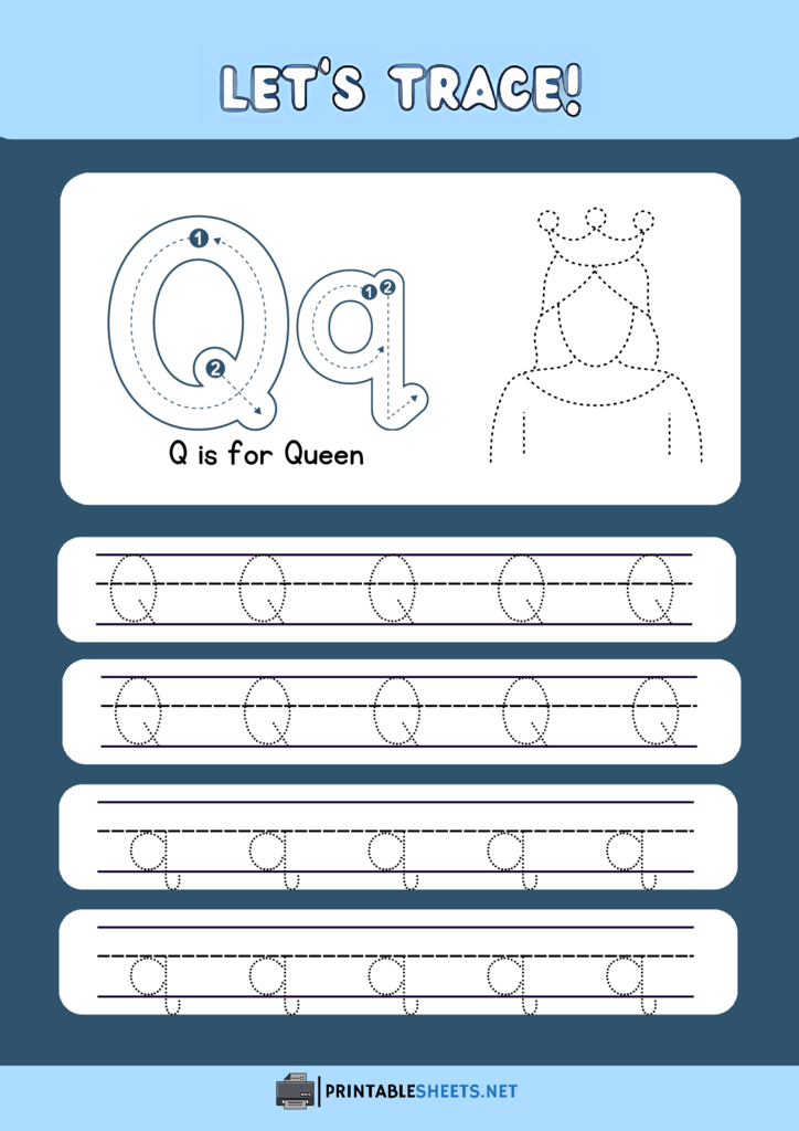 Free Trace and Write Uppercase and Lowercase Q q | PDF | WORD | PrintableSheets.net