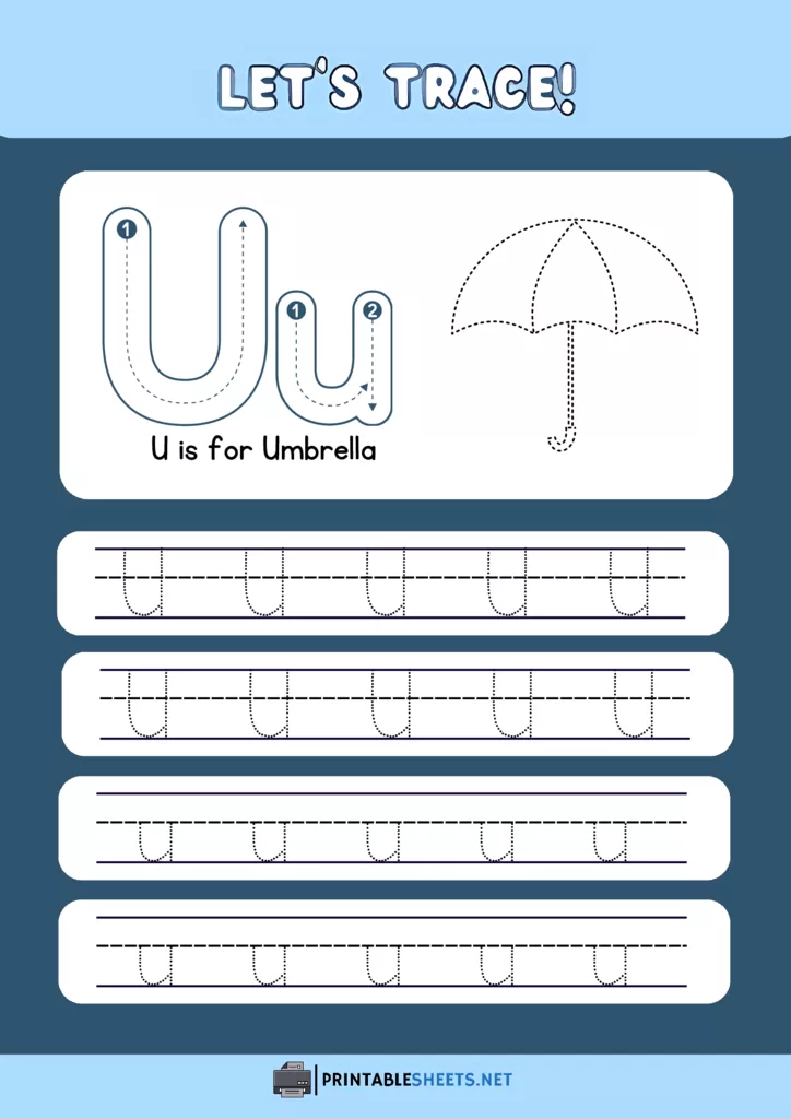 Free Trace and Write Uppercase and Lowercase U u | PDF | WORD | PrintableSheets.net